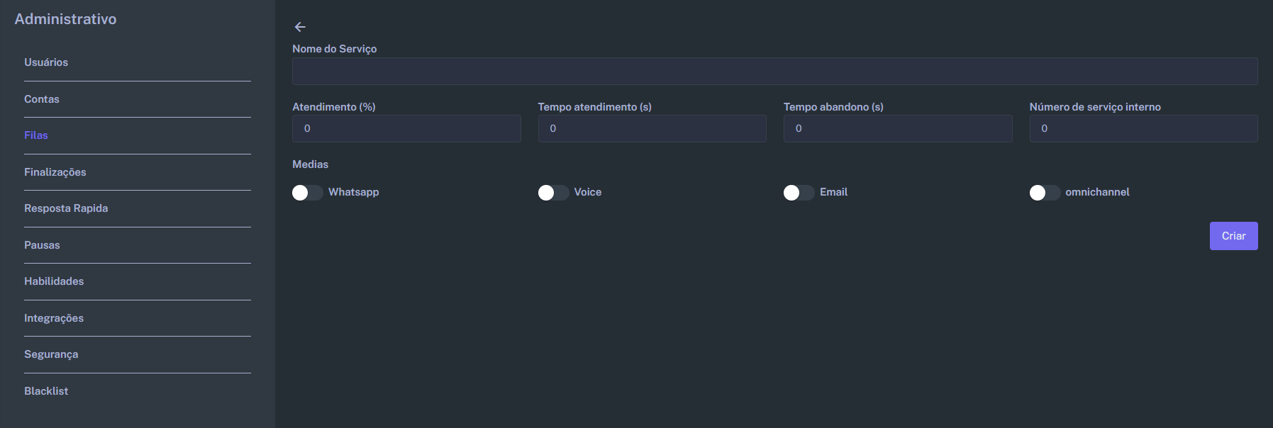 Cadastrar e configurar filas de atendimento – My Loop Digital